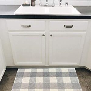 Ukeler Grey Buffalo Plaid Rugs 35.4'' x 23.6'', Durable and Washable Gray and White Rug for Porch/Entry Way/Front Door/Sink