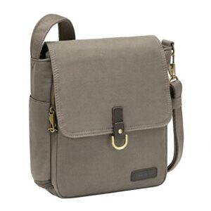 Travelon Anti-Theft Courier Tour Bag, Stone Gray, 11.5 x 11 x 3