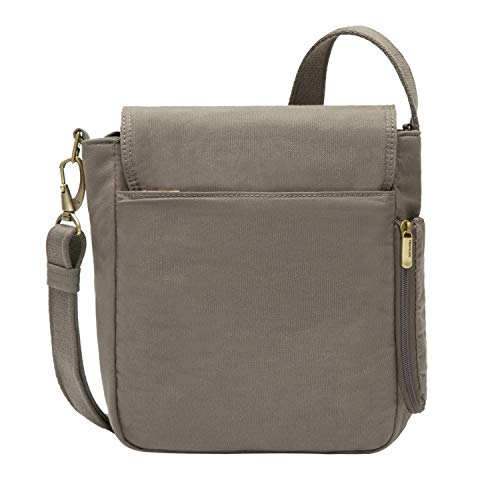 Travelon Anti-Theft Courier Tour Bag, Stone Gray, 11.5 x 11 x 3