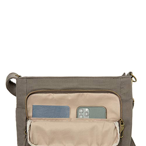 Travelon Anti-Theft Courier Tour Bag, Stone Gray, 11.5 x 11 x 3