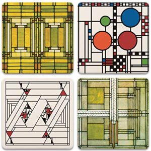 coasterstone absorbent stone coasters, frank lloyd wright, art glass designs, multi-colored