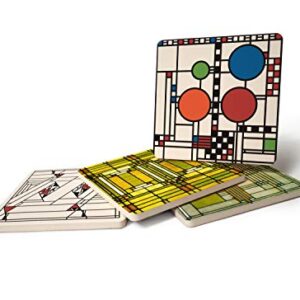 CoasterStone Absorbent Stone Coasters, Frank Lloyd Wright, Art Glass Designs, Multi-Colored