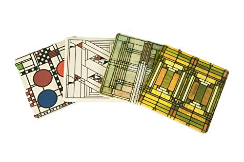 CoasterStone Absorbent Stone Coasters, Frank Lloyd Wright, Art Glass Designs, Multi-Colored