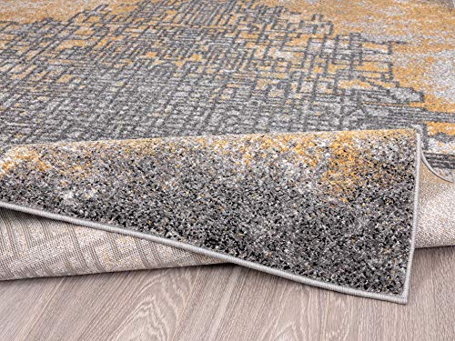 Abani Grey & Yellow Abstract Art Area Rug, Contemporary Style Rugs Laguna Collection Modern 7'9" x 10'2" Rectangle Accent Rug