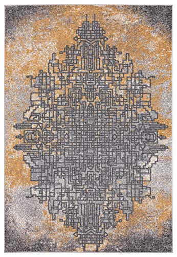 Abani Grey & Yellow Abstract Art Area Rug, Contemporary Style Rugs Laguna Collection Modern 7'9" x 10'2" Rectangle Accent Rug