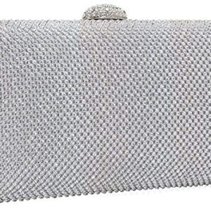 Dexmay Large Rhinestone Crystal Clutch Evening Bag Women Formal Purse for Cocktail Prom Party Silver