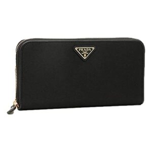 prada women’s large black tessuto zip around wallet 1ml506