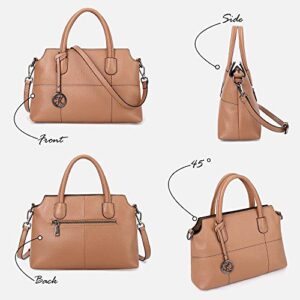 Kattee Genuine Leather Handbags for Women, Soft Hobo Satchel Shoulder Crossbody Bags Ladies Purses