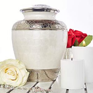 Urn for Human Ashes Adult Memorial urn Funeral Cremation Urns Large Burial Urns for Ashes - The Pearl Rose Adult Urn Large Size