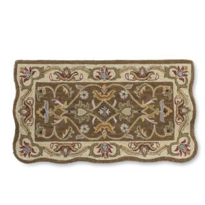 Rectangular Hand Tufted Fire Resistant Scalloped Wool Fireplace McLean Hearth Rug 25 W x 45 L Brown/Gold