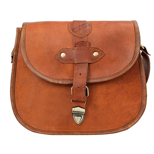 WerKens 11 Inch Leather crossbody bags Women Shoulder Bag Satchel Ladies Tote Travel Purse Vintage Handmade Purse - Brown