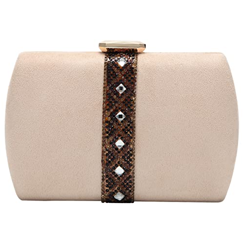 Fawziya Velvet Diamonds Evening Purses For Women Clutch Bags-Beige