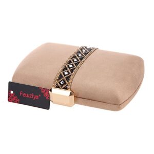 Fawziya Velvet Diamonds Evening Purses For Women Clutch Bags-Beige