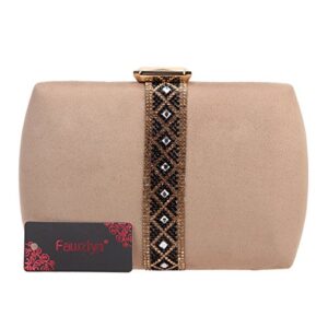 Fawziya Velvet Diamonds Evening Purses For Women Clutch Bags-Beige