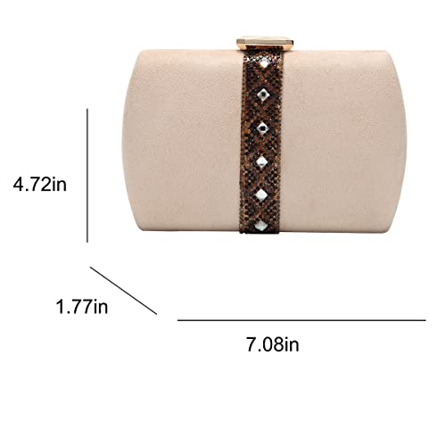 Fawziya Velvet Diamonds Evening Purses For Women Clutch Bags-Beige