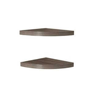 danya b rustic weathered oak corner radial shelves (set of 2)