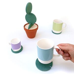 TriPro Original Coasters Set of 6 Pieces with Creative Cactus Shaped Design for Holiday Gift & Home Decoration