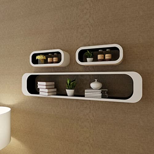 vidaXL 3X Wall-Mounted Cube Floating Shelf Set Matte White Display Store Home