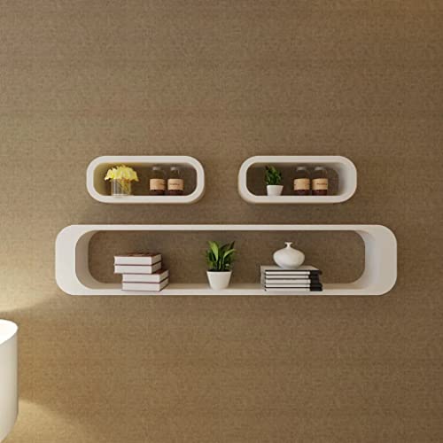 vidaXL 3X Wall-Mounted Cube Floating Shelf Set Matte White Display Store Home