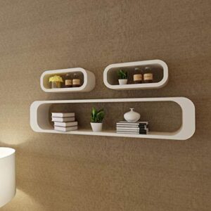 vidaXL 3X Wall-Mounted Cube Floating Shelf Set Matte White Display Store Home