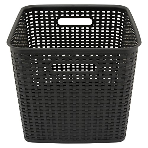 Advantus Plastic Weave Bin, Extra Large, 12.6" X 11.1" X 16.6", Black