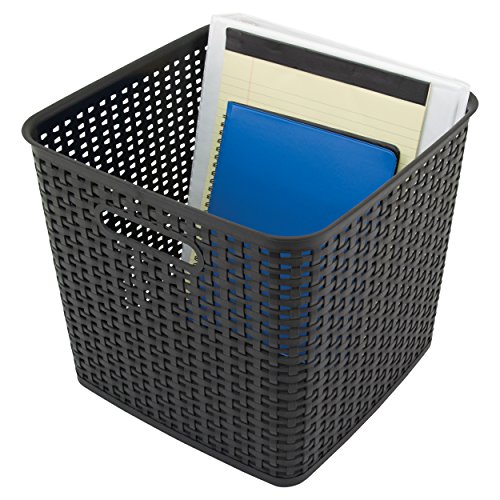 Advantus Plastic Weave Bin, Extra Large, 12.6" X 11.1" X 16.6", Black