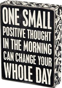 primitives by kathy 22675 floral trimmed box sign, 6″ x 8″, positive thought