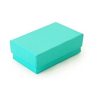 TheDisplayGuys - 100-Pack #21 Cotton Filled Cardboard Paper Jewelry Box Gift Case - Teal Green (2 5/8" x 1 5/8" x 1")