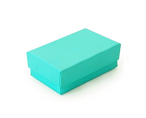 TheDisplayGuys - 100-Pack #21 Cotton Filled Cardboard Paper Jewelry Box Gift Case - Teal Green (2 5/8" x 1 5/8" x 1")