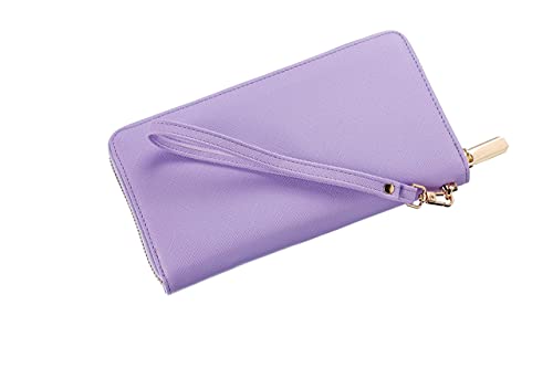 Chelmon Womens Wallet Leather RFID Blocking Purse Credit Card Clutch(CH Light Purple)