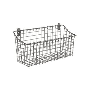 spectrum diversified vintage wall mount storage basket, x-large (pack of 1), industrial gray