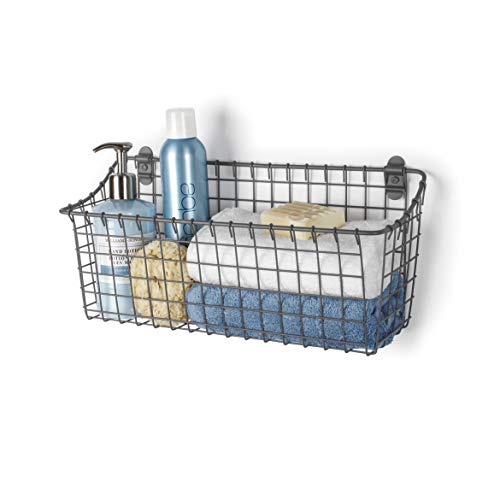 Spectrum Diversified Vintage Wall Mount Storage Basket, X-Large (Pack of 1), Industrial Gray