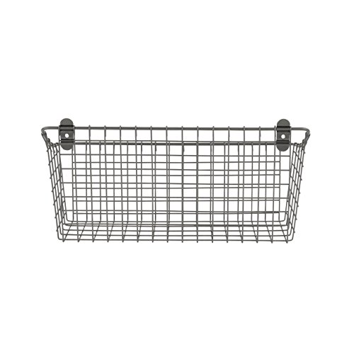 Spectrum Diversified Vintage Wall Mount Storage Basket, X-Large (Pack of 1), Industrial Gray