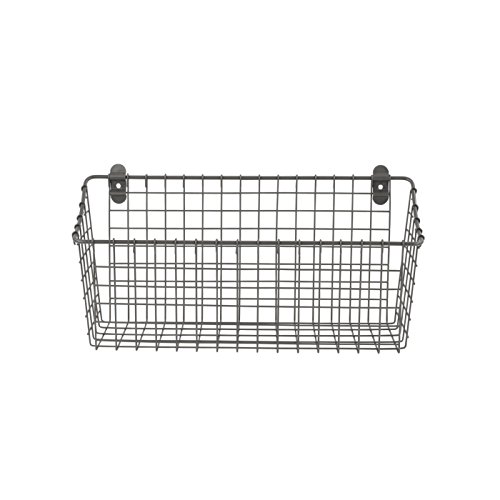 Spectrum Diversified Vintage Wall Mount Storage Basket, X-Large (Pack of 1), Industrial Gray