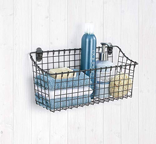 Spectrum Diversified Vintage Wall Mount Storage Basket, X-Large (Pack of 1), Industrial Gray