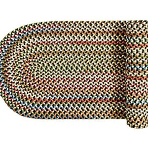 Super Area Rugs Roxbury American Made Braided Rug for Indoor Outdoor Spaces, Spruce Green/Natural Multi, 2' X 4' Oval Runner