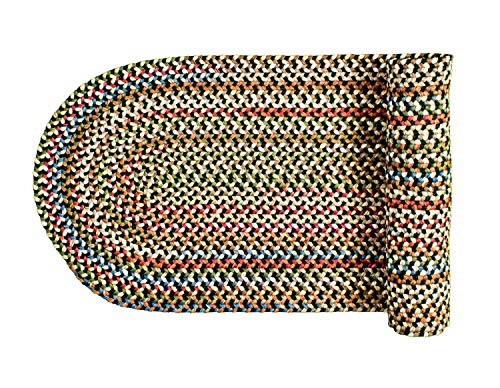 Super Area Rugs Roxbury American Made Braided Rug for Indoor Outdoor Spaces, Spruce Green/Natural Multi, 2' X 4' Oval Runner