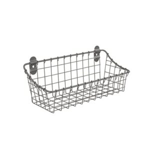 spectrum diversified vintage cabinet & wall mount basket, small, industrial gray