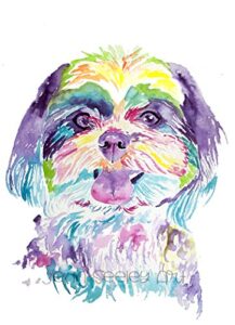 shih tzu watercolor print art