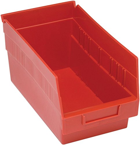 QUANTUM STORAGE SYSTEMS K-QSB202RD-10 10-Pack Plastic Shelf Bin Storage Containers, 11-5/8" x 6-5/8" x 6", Red