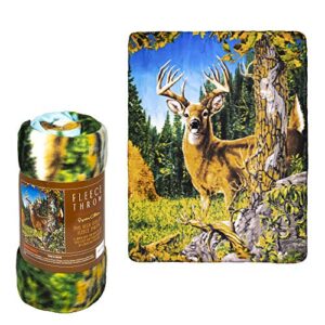 jpi fleece throw blanket – find 9 deers – lightweight faux fur fleece blanket large 50″x 60″ – for beds, sofa, couch, picnic, travel, camping