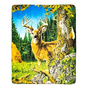 JPI Fleece Throw Blanket - Find 9 Deers - Lightweight Faux Fur Fleece Blanket Large 50"x 60" - for Beds, Sofa, Couch, Picnic, Travel, Camping