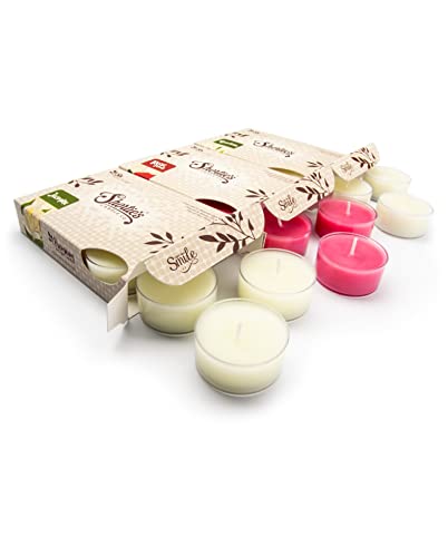 Floral Premium Tealight Candles Variety 3 Pack (18 Highly Scented Tea Lights) - Rose Petals, Jasmine, Gardenia - Made with Essential & Natural Fragrance Oils - Flower Collection