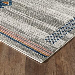 Abani Porto Collection 4' x 6' Southwestern Area Rug, Rectangular Turkish Beige & Blue Tribal Print Accent Rug Rugs