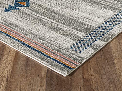 Abani Porto Collection 4' x 6' Southwestern Area Rug, Rectangular Turkish Beige & Blue Tribal Print Accent Rug Rugs