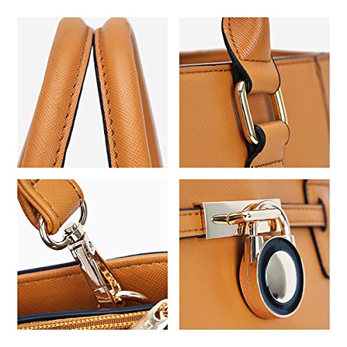 Women's Handbag Large Top Belted Padlock Shoulder Bag Tote Satchel Purse Hobo Bag for Work (Camel)