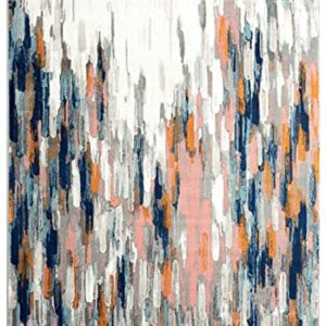 Abani Rugs Orange & Blue Contemporary Abstract Area Rug Contemporary Style, Porto Collection | Turkish Made Superior Comfort & Construction | Stain Shedding Resistant, 7'9" x 10'2" Rectangle