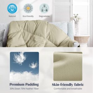 puredown® Soft Down Throw Blanket Lightweight Packable Couch Throw for Indoor and Outdoor Use, 50"X70", Beige