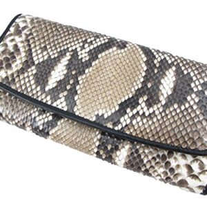 Pelgio Genuine Python Snake Skin Leather Women's Trifold Clutch Wallet (Reticulated Natural)