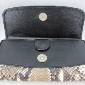 Pelgio Genuine Python Snake Skin Leather Women's Trifold Clutch Wallet (Reticulated Natural)